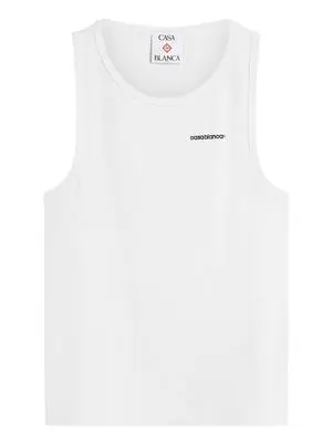 Casablanca Ribbed Tank Top - White