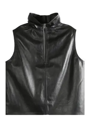 Rick Owens Short-sleeve Pelle Tabard Top - Black