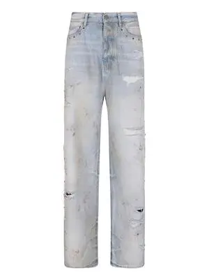Amiri Bones Studded Baggy Jean - Blue
