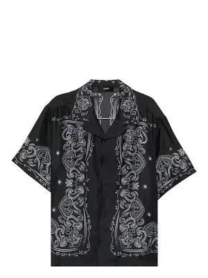 Amiri Bandana Paint Bowling Shirt - Black