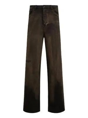 PLEASURES Oil Baggy Jeans - Brown