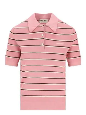 Miu Miu Striped Polo Shirt - Pink