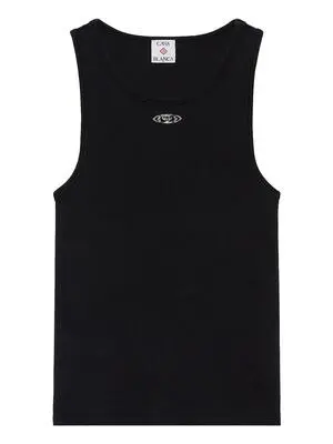 Casablanca Ribbed Tank Top - Black