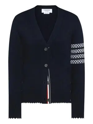 Thom Browne Classic Fit V-neck Cardigan - Blue