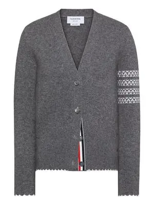 Thom Browne Holiday Hector Classic Fit V-neck Cardigan - Grey