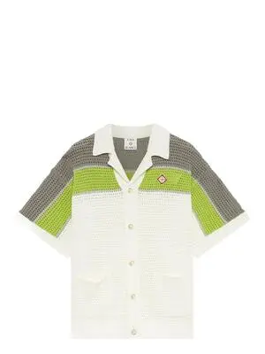 Casablanca Stripe Crochet Shirt - White