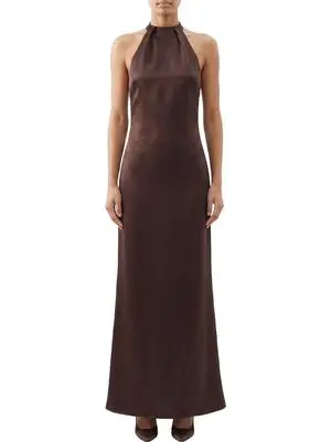 ALYSI Halterneck Gown - Brown