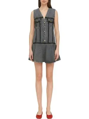GANNI Sleeveless Mini Dress - Charcoal