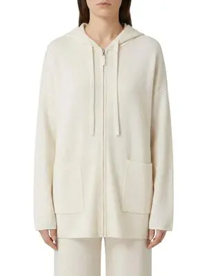 ALLUDE Hooded Zip-up Sweatshirt - White