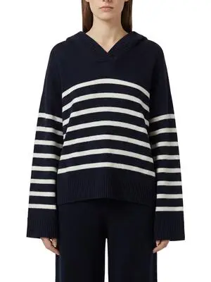 ALLUDE Striped Hoodie Red