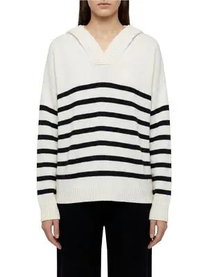 ALLUDE Striped Hoodie Ruby