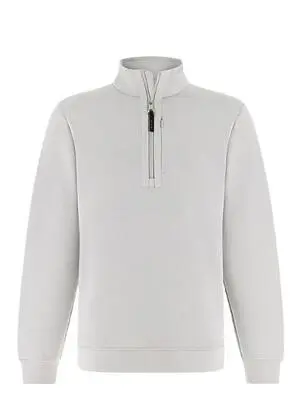 Boggi Milano Half-zip Stretch Cotton-blend Jumper - Ice
