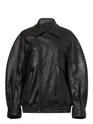 Nour Hammour Rafe Spread-collar Leather Jacket - Black