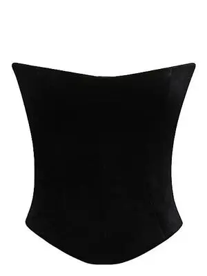 House Of Cb Omari Stretch-velvet Corset Top - Black
