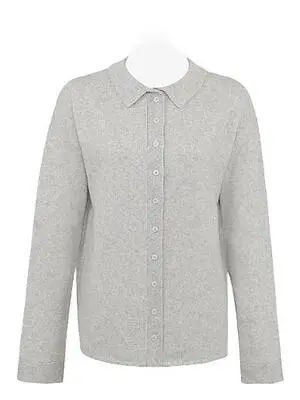 House Of Cb Relaxed-fit Wool-blend Shirt - Light Grey Marl