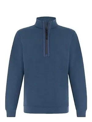 Boggi Milano Half-zip Cotton-blend Jumper - Air-blue