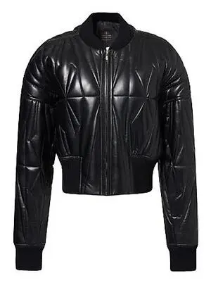 RICK OWENS X MONCLER Geocamo Cropped Leather Jacket - Black