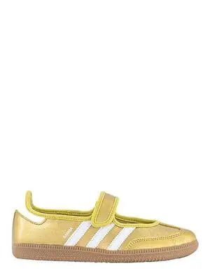 Adidas Samba Leather Mary Jane Shoes - Gold Metallic White Gum