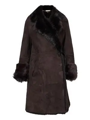 Nour Hammour Joni Mid-length Shearling Coat - Ombre