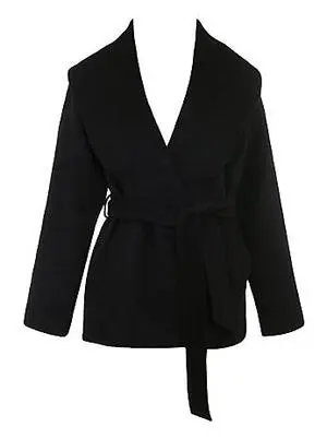 House Of Cb Tie-waist Wool-blend Jacket - Black