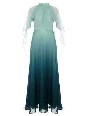 PHASE EIGHT Flower-appliqué Woven Maxi Cape Dress - Teal