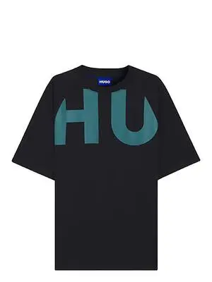 Hugo Wraparound-logo Oversized Cotton-jersey T-shirt - Black