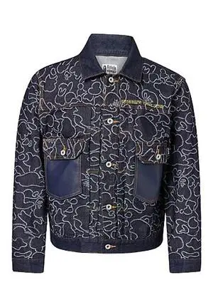 A BATHING APE X Ovo Camo-jacquard Denim Jacket - Blue