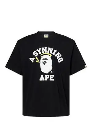 A BATHING APE X Spotify X Syna College Relaxed-fit Cotton-jersey T-shirt - Black