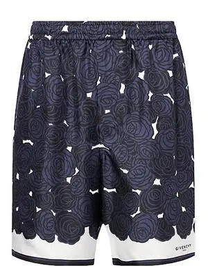 Givenchy Roses Print Silk Shorts - Dark Navy