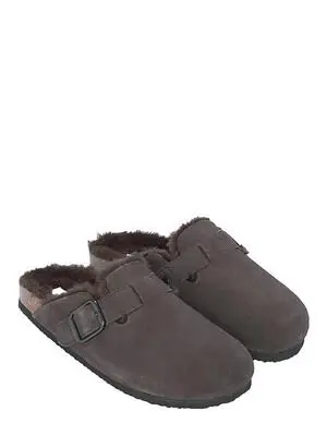 THE WHITE COMPANY Suede Slippers With Faux-fur Lining - Chocolate