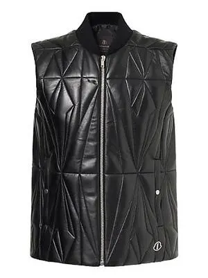 RICK OWENS X MONCLER Moncler X Rick Owens Geocamo Quilted Leather Vest - Black