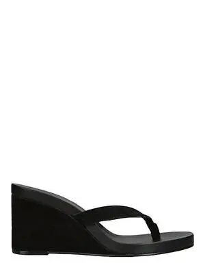 Steve Madden Suede Wedge Sandals - Black