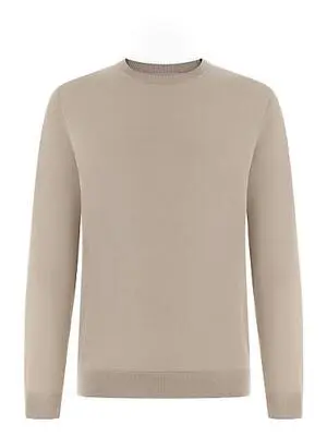 Boggi Milano Wool Knit Crew Neck Jumper - Sand