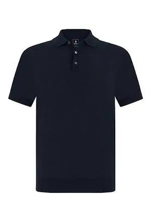 Boggi Milano Superfine Wool Knitted Polo Shirt - Navy Blue