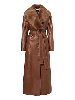 Nour Hammour Dakota Belted Leather Coat - Canelle