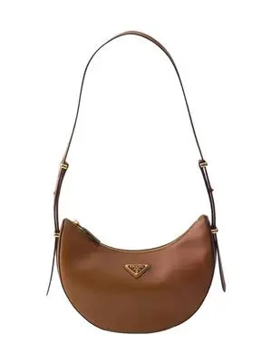 Prada Small Arqué Leather Shoulder Bag - Brown