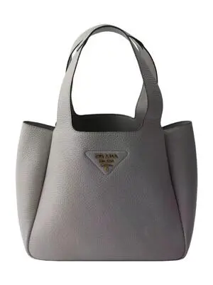 Prada Small Leather Tote - Grey