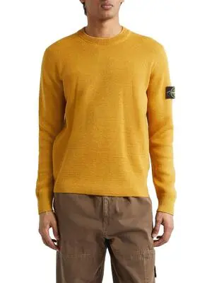 Stone Island Compass Logo Wool-blend Sweater - Mustard