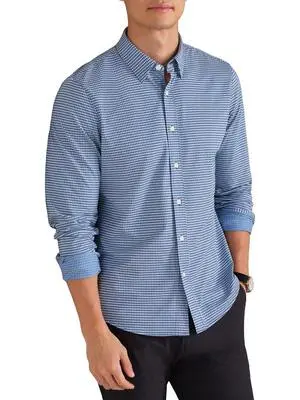 RHONE Commuter Slim Fit Gingham Check Performance Button-up Shirt - Navy Gingham