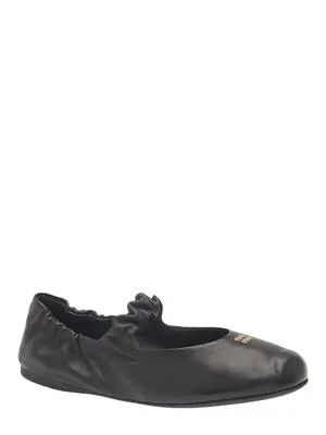 Miu Miu Ruched Ballerina Flat Nero
