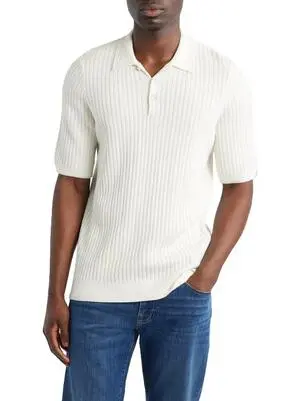 Rag & Bone Harvey Rib Polo Sweater - Chalk