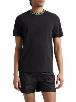 Moncler Logo Trim Cotton T-shirt - Black