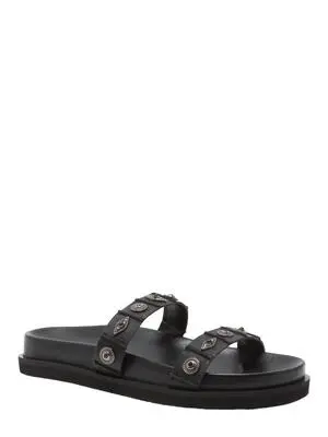 Free People Findings Slide Sandal - Black Tide Leather