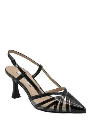 CHARLES DAVID Anaz Slingback Pointed Toe Pump - Black Patent