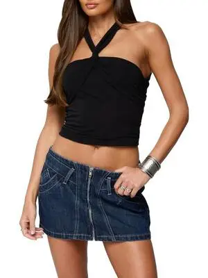 EDIKTED Tie Back Halter Top - Black