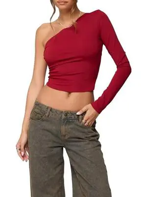 EDIKTED Mila Asymmetric Crop Top - Red