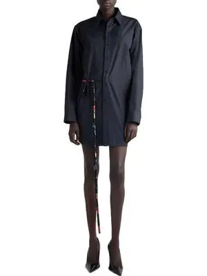 Balenciaga Side Tie Cotton Poplin Shirt Dress - 1055 Washed Black