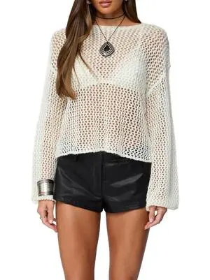 EDIKTED Charlise Sequin Knit Top - White