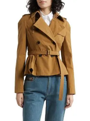Burberry Isabella Peplum Trench Jacket - Teak Brown