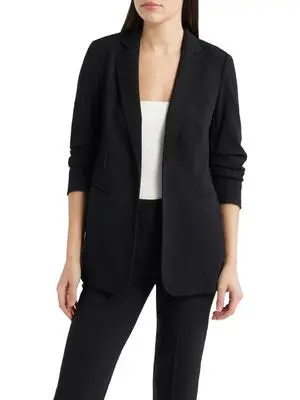 Anne Klein Scrunch Sleeve Open Front Jacket - Anne Black